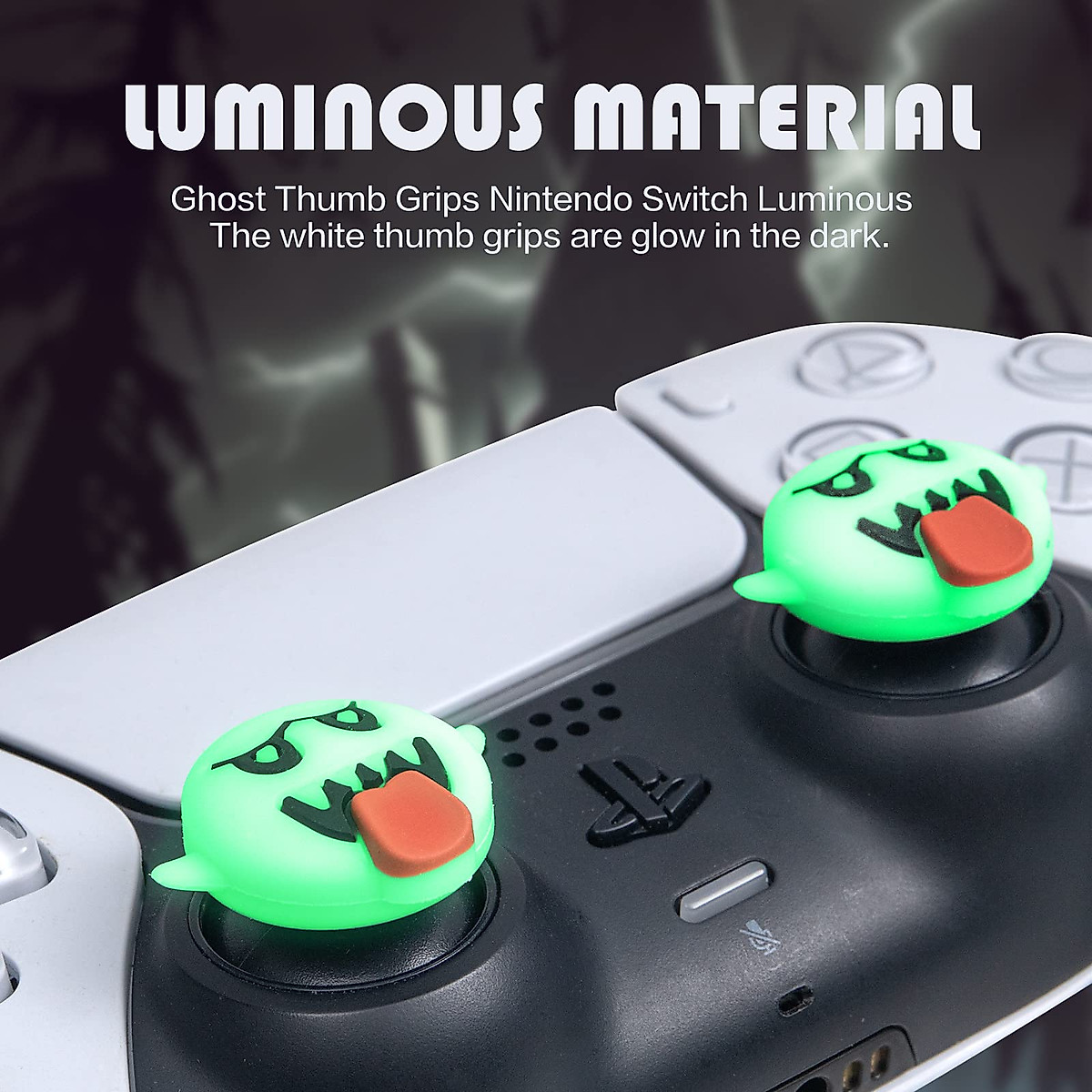 PS5 Controller Thumb Grips, Ghost Thumb Caps for Switch Pro Controller, PS5 Controller, PS4 Controller, Xbox Series X Controller - 4 Packs