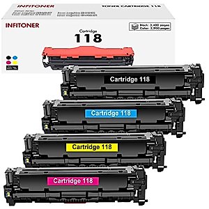 118 Toner Cartridge Replacement for Canon 118 Toner Cartridge CRG118 CRG 118 for Canon Color ImageCLASS MF8580dw MF644Cdw LBP622Cdw MF641Cw MF644 Printer Ink (Black Cyan Magenta Yellow, 4-Pack)