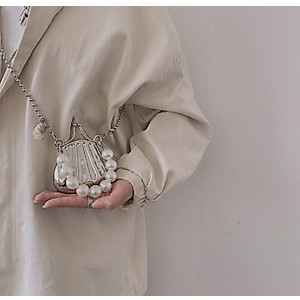 Zenosy Mini Pearl Evening Bag for Women Fashion Handbag Satchel Purse Shoulder Bag Crossbody Purse with Pearls