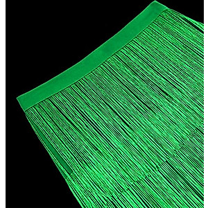 AOMEI Women's Spring Green High Waist Fringe Tiered Bodycon Pencil Midi Skirt S