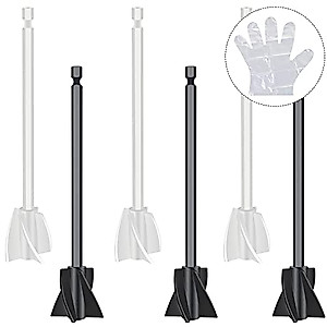 Paint Mixer for Drill, Boyistar 6 Pcs Reusable Epoxy and Resin Mixer Attachment Paddle to Mix Epoxy Resin, Paint, Ceramic Glaze for Reduce Bubbles with 10 Disposable Gloves
