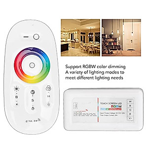 LED Strip Light Dimmer, LED Remote Controller 2.4GHz Wireless RF Touch RGBW 7 Color Dimming Heat Dissipation DC12 to 24V for Lighting Devices