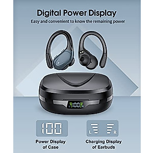 Tiksounds Wireless Earbuds, Bluetooth 5.3 Headphones, Bluetooth Earbuds with LED Display, 60 Hrs of Playtime, IPX7 Waterproof, Stereo Sound, Over Ear Earphones with Mic for Sports Running Workout Gym
