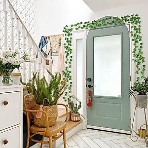 CQURE 30Pack 256Ft Artificial Ivy Fake Vines,Ivy Garland Greenery Garland Fake Hanging Plants Vines Aesthetic Green Leaves for Bedroom Wedding Party Garden Wall Room Decor