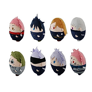 LINKOM Anime Plush Doll Figures Gojo Satoru Yuji Itadori Soft Plushie Stuffed Toys Keychain Round Cushion Pillow Cosplay Props Keyring (22cm/8.66inch, Gojo Satoru B)