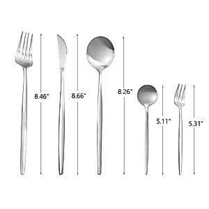 PILER 30-Piece Dinner Knife Fork Spoon Salad Fork Teaspoon Set, Stainless Steel Flatware, For 6 Bright Silver
