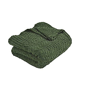 Waffle Knit Throw Blanket Super Soft Warm Blanket for Couch Lightweight Blanket for Bed Sofa 60x80 Dark Green