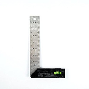 Swanson Tool TS151 Try and Miter Square 8-Inch (Plastic Handle, Stainless Steel Blade and Level)