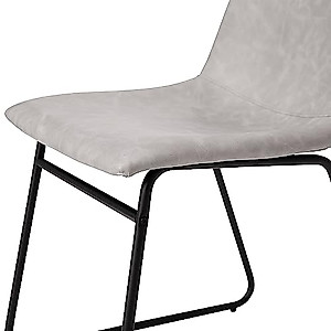 Flash Furniture Butler 18 Inch Commercial Grade LeatherSoft Dining Table Height Chair, Mid-Back Black Sled Base with Light Gray LeatherSoft Upholstery, Set of 2