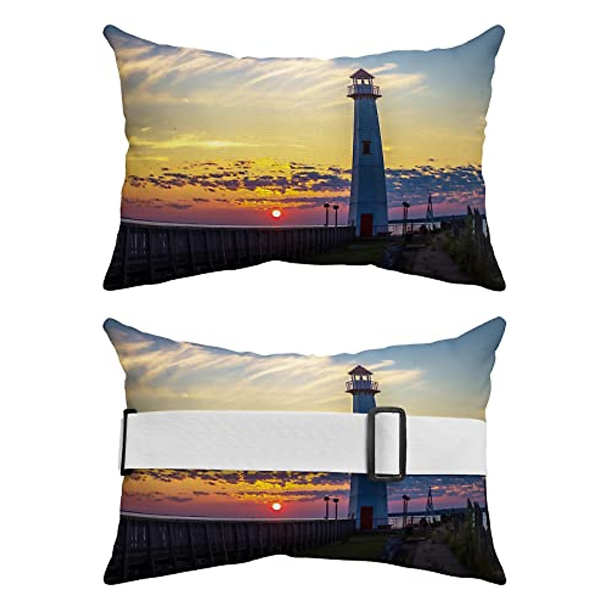 Recliner Head Pillow Ledge Loungers Chair Pillows with Insert Art Romantic Orange Ombre Love Heart Rose Lumbar Pillow with Adjustable Strap Outdoor Waterproof Patio Pillows for Beach Pool, 2 PCS