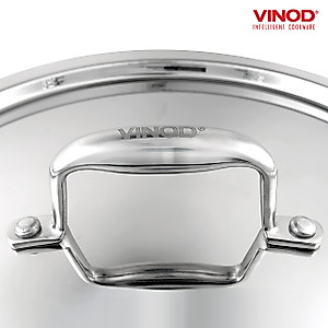 Vinod Platinum Kadai Triply Stainless Steel | Suitable For Indian Cooking, Sauces, Stews, Soups | Deep/Extra Deep Kadai With Lid | Induction, Electric Friendly (Extra Deep Kadai, 18cm)