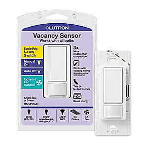 Lutron Maestro Vacancy-Only Sensor Switch | 5 Amp, Single-Pole/Multi-Location | MS-VPS5M-WH | White