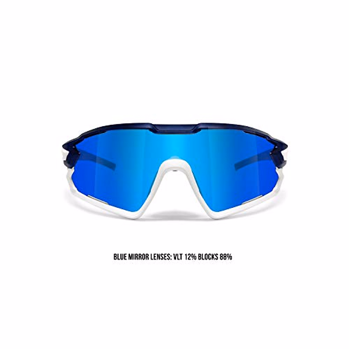 Bertoni Sport Sunglasses Cycling MTB Running Ski Golf Sport Sunglasses Cycling MTB Running Ski Golf Removable Sport Prescription Carrier Included mod. QUASAR (Blue-White/Blue Mirror)