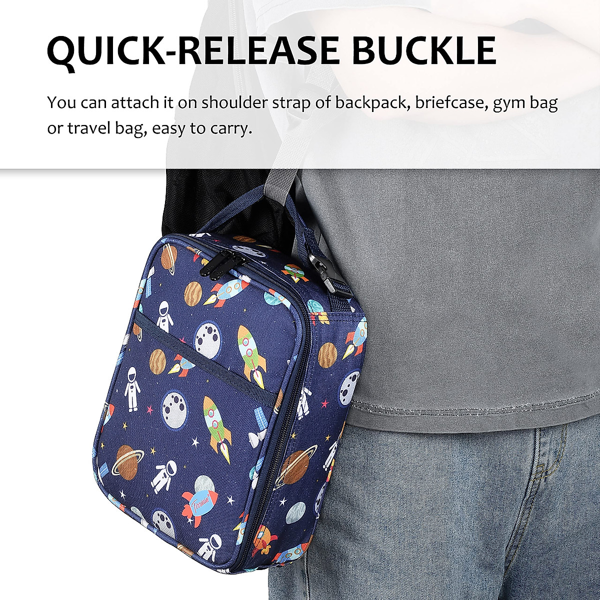 Tirrina Insulated Lunch Box for Men Women, Portable Thermal Small Lunch Bag for Office Work Picnic, Reusable Compact Lunchbox Cooler Tote for Adults, Space Pattern