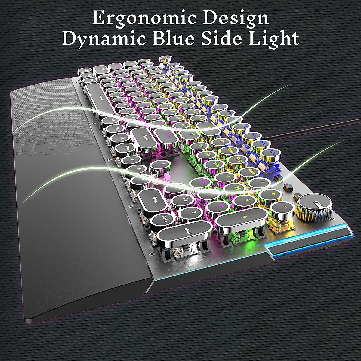 Mechanical Gaming Keyboard with Mouse Combo Multifunctional Mouse Pad 104 Keys White LED Backlit Keyboard with Palm Wrist Typewriter-Style USB Wired Gaming Keyboard for PC Mac Laptop