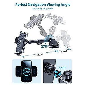 VICSEED Car Phone Holder Mount, [Non-Shaking & No More Falling Phones] Cell Phone Holder Car Mount Hands-Free Universal Cell Phone Mount for Car Dashboard/Windshield/Air Vent Fit for All Mobile Phones