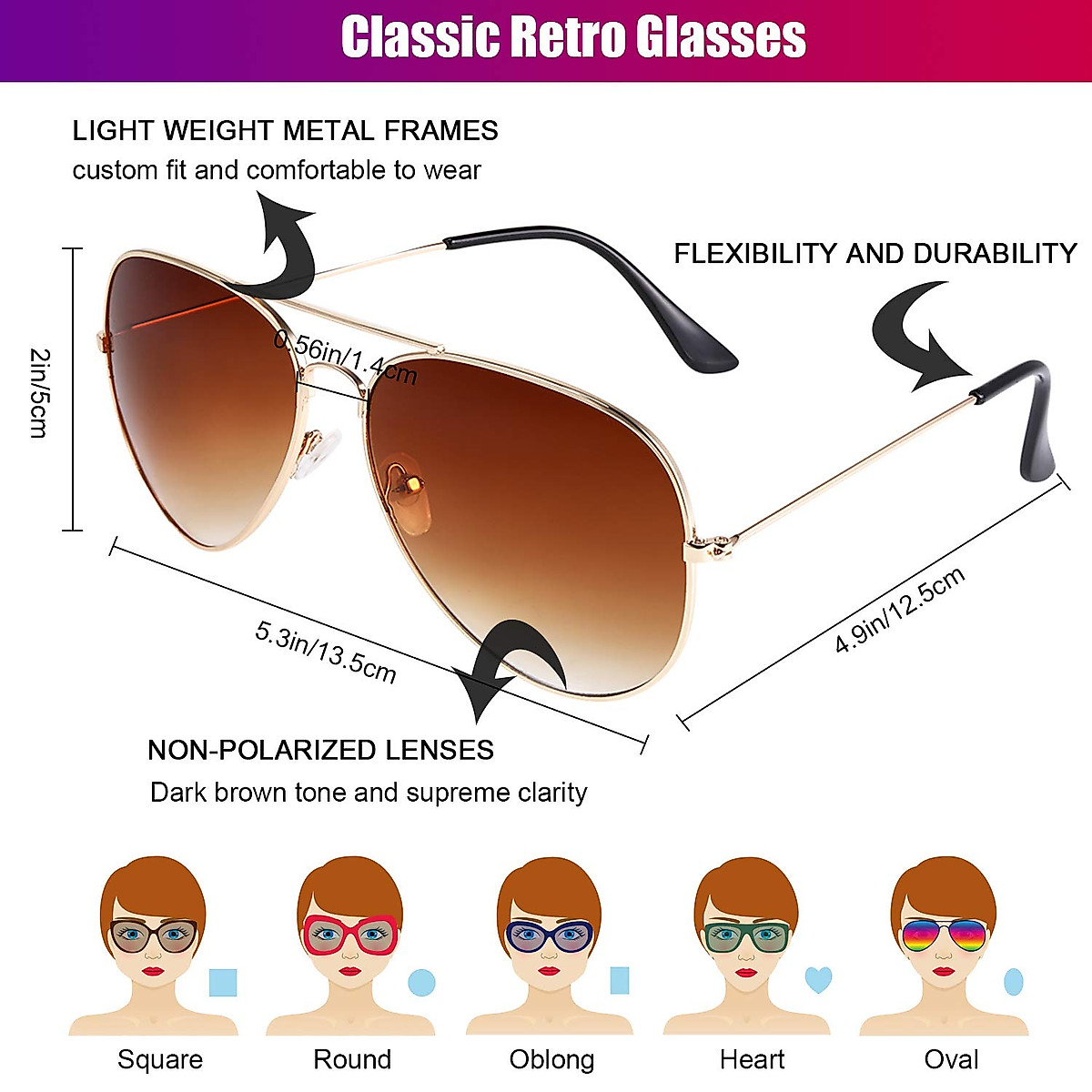 Frienda 4 Pcs 70s 80s Disco Wig Costume Set,Includes Disco Hippie Short Curly Wig,Disco Sunglasses,Moustache and Faux Gold Chain Necklace Afro Brown Wig for Disco Men Women Party