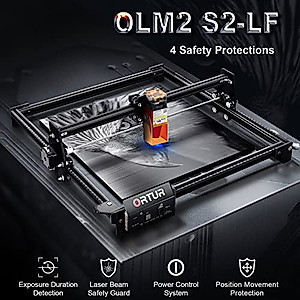 ORTUR Laser Engraver, Laser Master 2 S2 LF, 20W Laser Engraving Cutting Machine, 0.17*0.25mm Fixed-Focus Compressed Spot Eye Protection 5.5W Output Power Laser Cutter for DIY Metal, Wood (390x410mm)