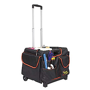 dbest products Quik Cart Pockets Bundle Caddy Organizer Teacher Tote Rolling Crate Mobile Tool Storage Fabric Cover Bag, Black