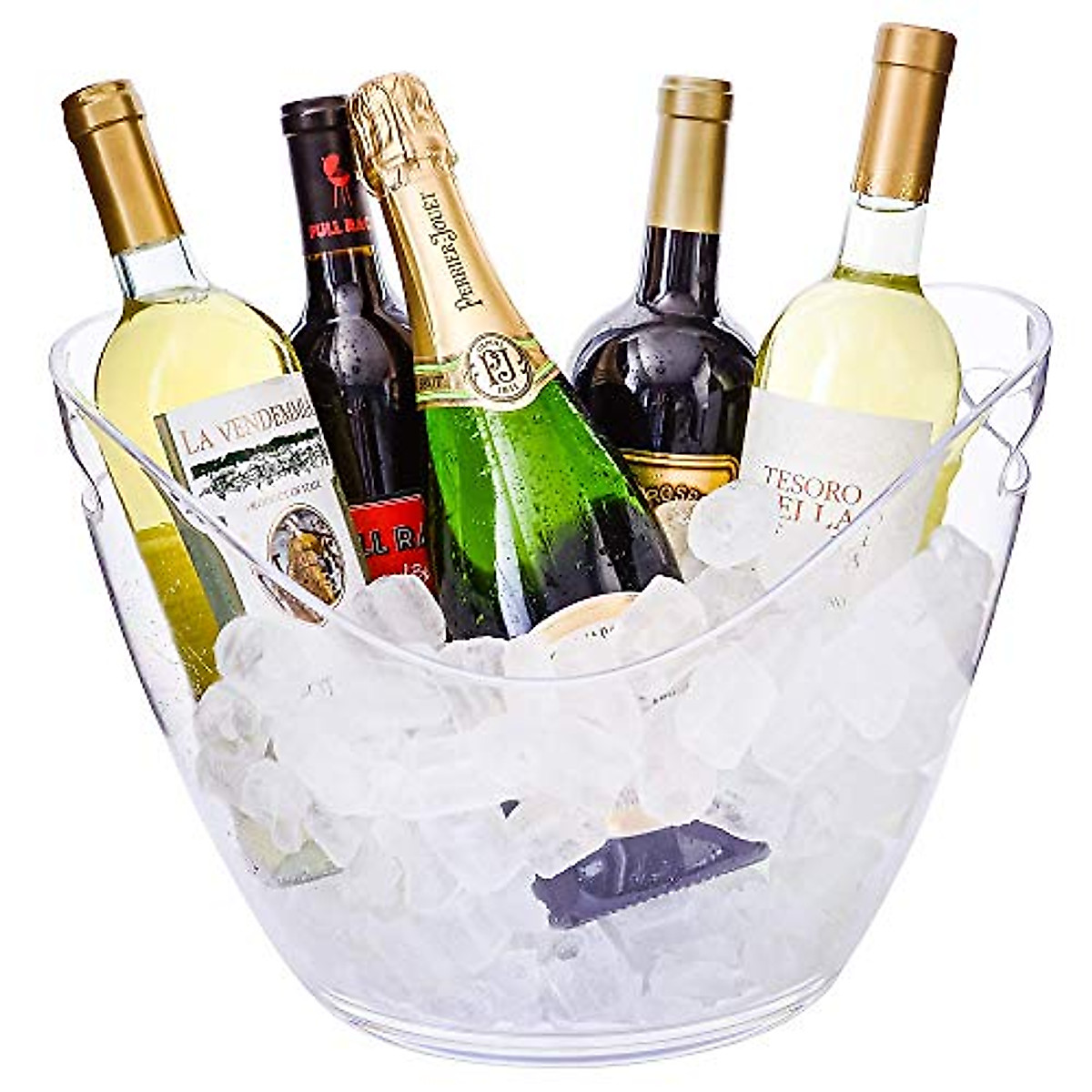 Raincol Ice Bucket Clear Acrylic 8 Liter Plastic Tub For Drinks and Parties, Food Grade, Holds 5 Full-Sized Bottles and Ice 1