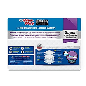 Four Paws Wee-Wee Super Absorbent Dog Pads with Insta-Rise Border - Dog & Puppy Pads for Potty Training - Dog Housebreaking & Puppy Supplies - 22" x 23" (50 Count),White