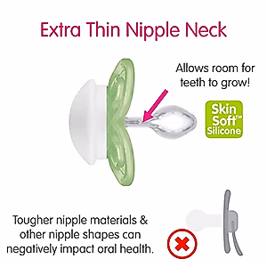 MAM Perfect Night Baby Pacifier, Patented Nipple, Glows in the Dark, 0-6 Months, Boy, 2 Count (Pack of 1)