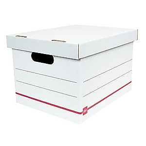 Office Depot® Brand Standard-Duty Corrugated Storage Boxes, Letter/Legal Size, 15" x 12" x 10", 60% Recycled, White/Red, Pack of 15