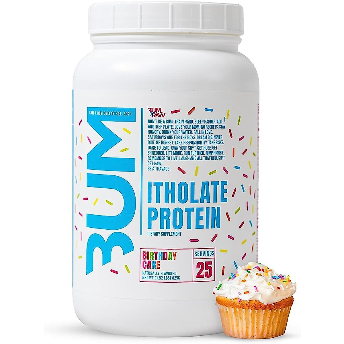 RAW Whey Isolate Protein Powder, Birthday Cake (CBUM Itholate Protein) - 100% Grass-Fed Sports Nutrition Powder for Muscle Growth & Recovery - Low-Fat, Low Carb - 25 Servings