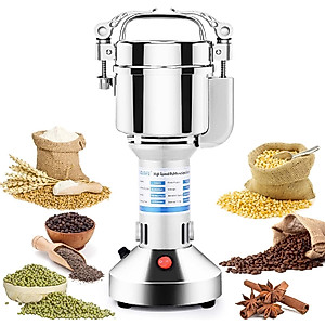 BAOJIAFU Electric Grain Mill Grinder 150g High-speed Grain Spice Herb Grinder 700W Dry Grinder Machine 304 Stainless Steel Superfine powder Grinder 36000r/min for Kitchen Home and Commercial (150G)