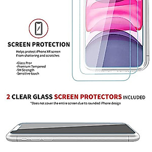 iPhone XR Clear Case & Screen Protector | 2 in 1 Bundle Package | 2 Tempered Glass Screen Protectors | Crystal Clear Transparent Soft Case | Shockproof Bumpers | Slim Fit | Compatible with iPhone XR
