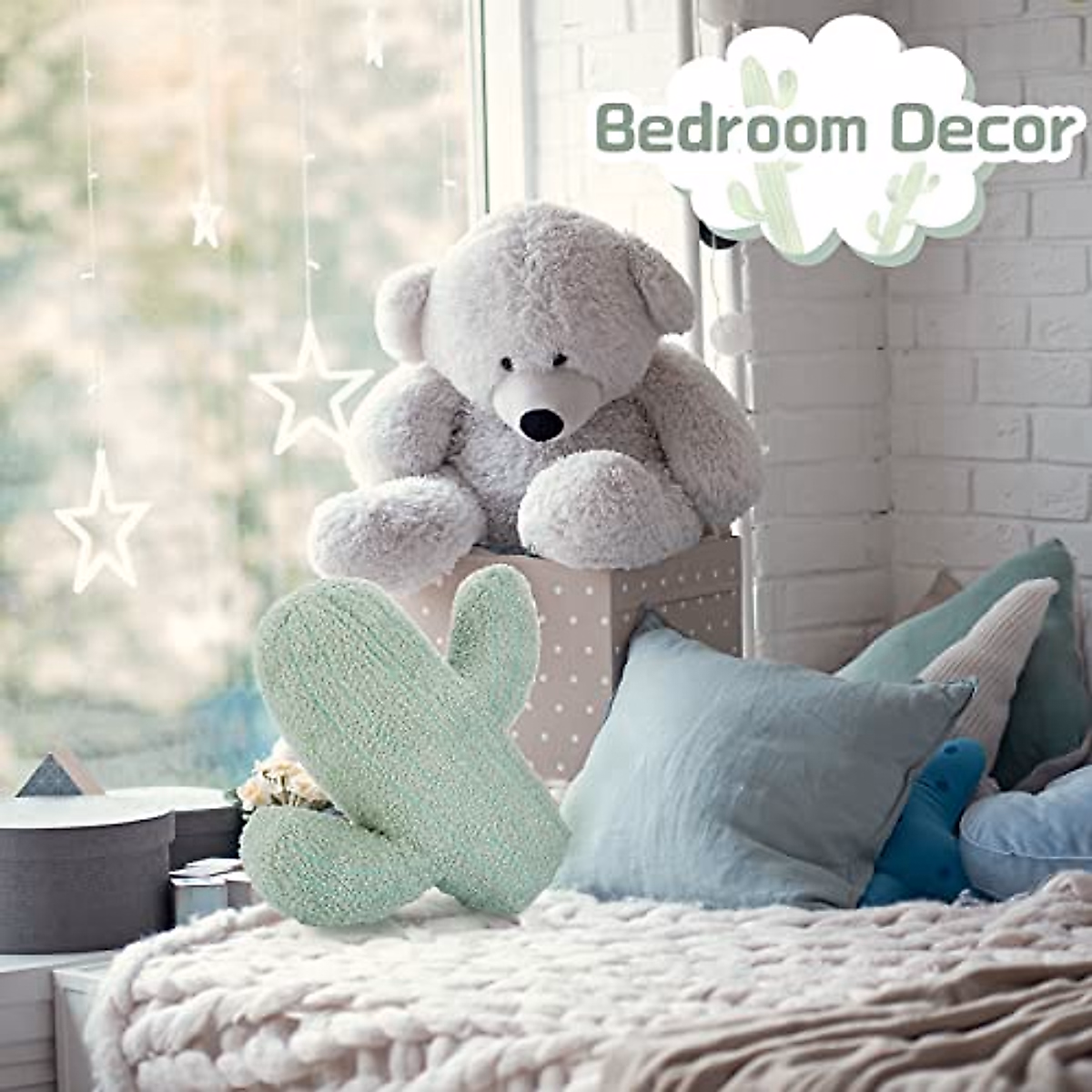 16 Inches Cactus Shape Pillow Cute Throw Pillow Succulent Pillow 3D Shaped Throw Pillow Sofa Cactus Shaped Pillow Plush Cactus Decorative Pillow Office Bed Cushion