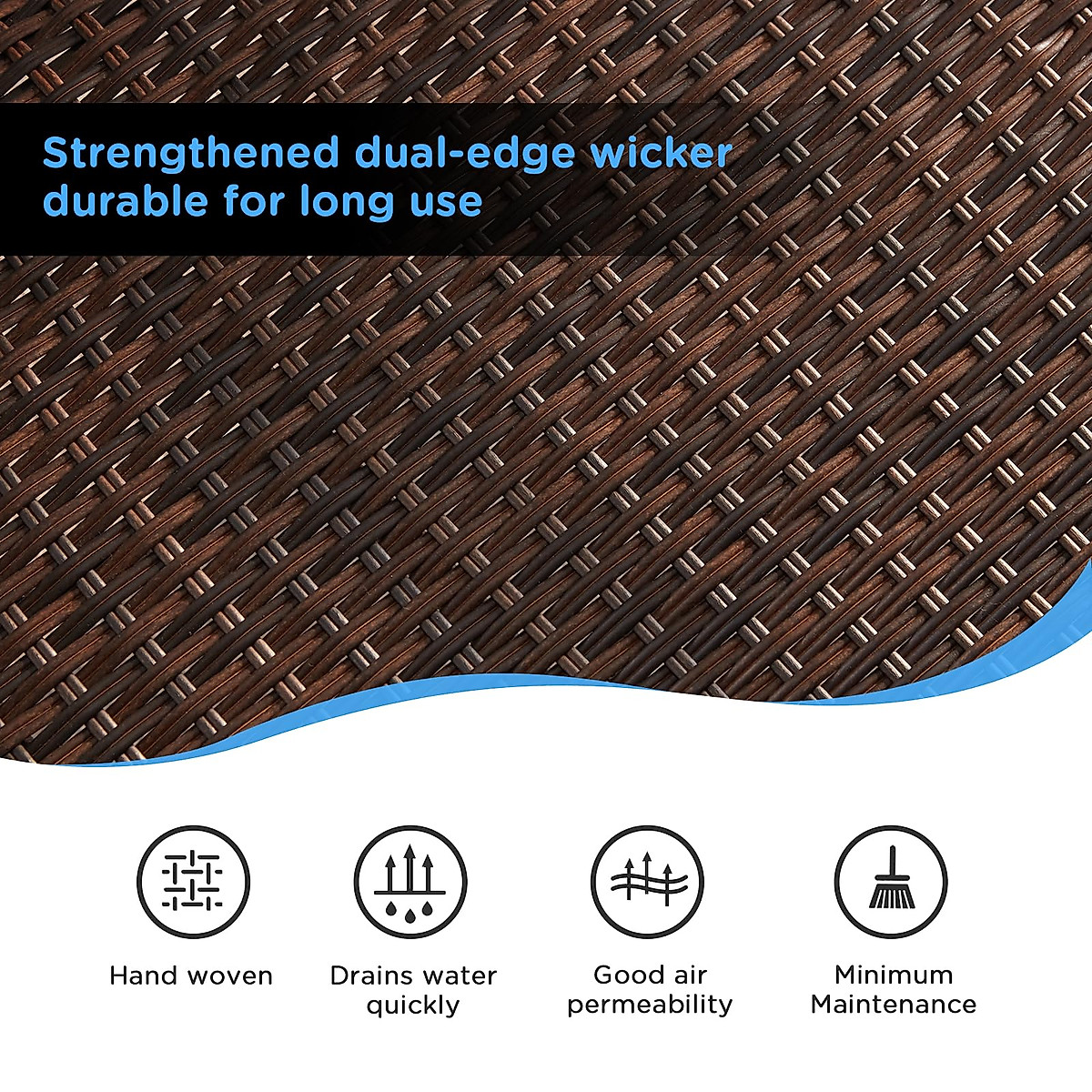 VICLLAX Patio Rattan Dining Chairs Set of 4, Outdoor High Back Wicker Dining Chairs for Garden Deck Yard Front Porch, Dark Grey Frame/Brown Back& Seat