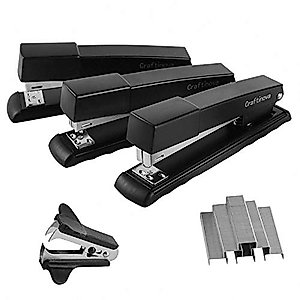 Craftinova Stapler, Metal Desktop Stapler,with 2000 Staples & Stapler Remover,Office Stapler,20-25 Sheet Capacity，3 Packs.