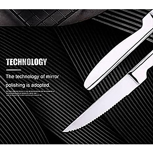 TAFAAL Set of 12 Stainless Steel Steak Knives, Corrosion Resistant, Serrated Sharp Blade, Stainless Steel Handle, Kitchen Table Knife