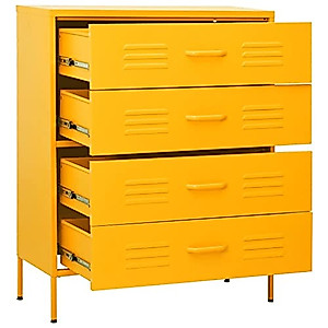 vidaXL Chest of Drawers Home Indoor Living Room Bedroom Side Drawer Storage Cabinet with Levellers Sideboard Furniture Mustard Yellow Steel