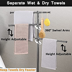 Sayayo Freestanding Towel Rack for Bathroom, 39 Inch Towel Holder for Bathroom Towel Stand Floor with 3 Adjustable Towel Bar, Gunmetal 