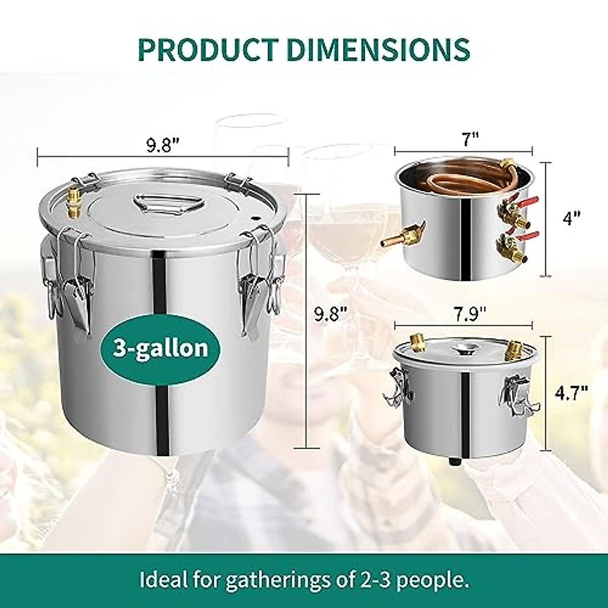 YITAHOME Alcohol Still 3 Gal / 12 L, Stainless Steel Moonshine Still with Built-in Thermometer and Fermentation Stand, DIY Home Alcohol Brewing Kit for Whiskey, Wine Making