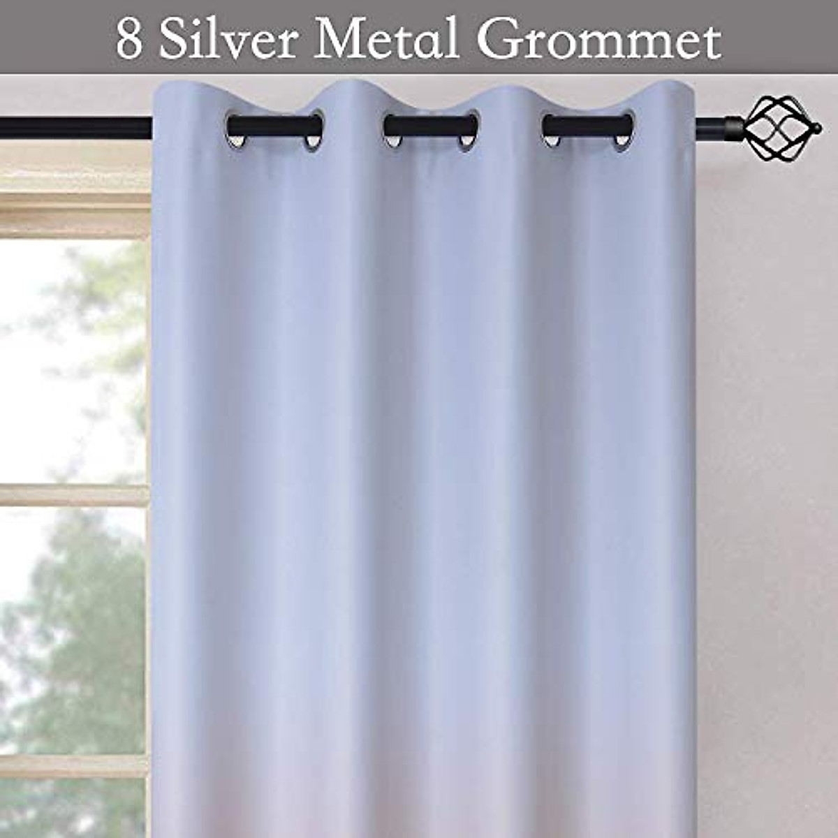 SimpleHome Ombre Room Darkening Curtains for Bedroom, Light Blocking Gradient Grey White to Coral Thermal Insulated Grommet Window Curtains/Drapes for Living Room,2 Panels, 52x84 inches Length