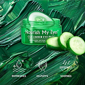Fran Wilson Nourish My Eyes Eye Pads - Soothe Tired Eyes, Reduce Puffiness & Dark Circles, hydrates the skin around the eyes - 36 Count - Cooling & Refreshing, Instantly (Cucumber)