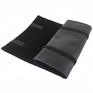 SCIKHEFT Portable Jewelry Roll Untangled Secure Necklace Travel Storage Bag Displays Holder 16 Chain (black PU and velvet)