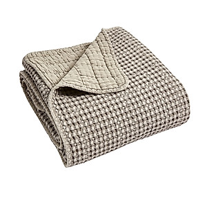 Levtex Home - Mills Waffle - Throw - Taupe Cotton Waffle - Throw Size 50 x 60in.
