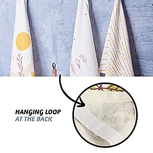 Folkulture Kitchen Towels or Tea Towels, 20 X 26 Inches Cotton Modern Dish Towels or Dishcloths with Hanging Loop, Set of 3 Dish Cloth or Flour Sack Hand Towel for Farmhouse Kitchen Décor, Boho Vibes