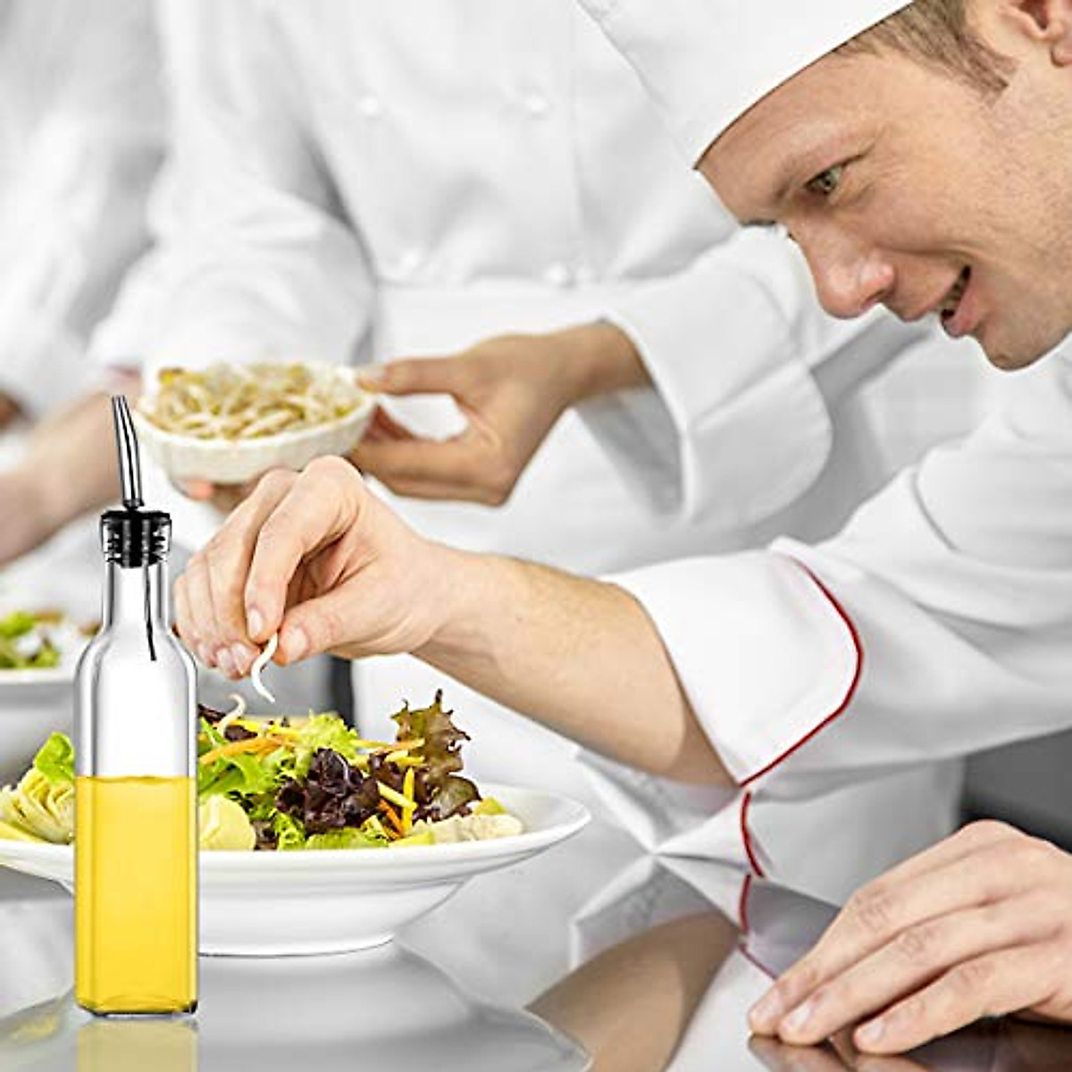 Gusnilo 8 oz Olive Oil Dispenser Olive Oil Dispenser Bottle Syrup Dispenser Oil and Vinegar Dispenser Set Oil Bottles for Kitchen 250ml with Pour Spouts and Funnel 2PCS