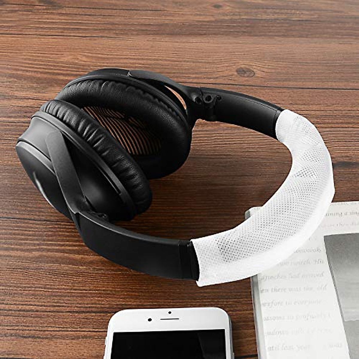 Geekria 10 PCS Disposable Headband Cover/Hook and Loop Headband/Headband Protector Compatible with Bose QuietComfort 35 II, QC35 II Gaming, QC35, QC25, QC15 Headphones (White)