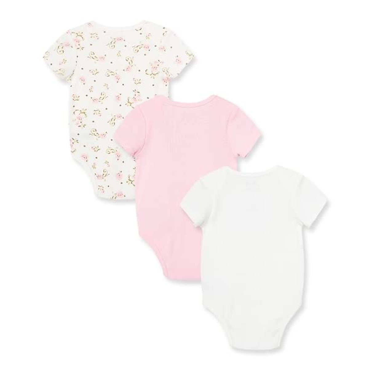 Little Me Baby-Girls Newborn Rose 3 Pack Bodysuit, Pink Floral, 3 Months