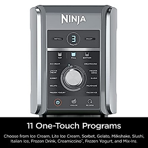 Ninja NC501 CREAMi Deluxe 11-in-1 Ice Cream & Frozen Treat Maker for Ice Cream, Sorbet, Milkshakes, Frozen Drinks & More, 11 Programs, with 2 XL Family Size Pint Containers, Perfect for Kids, Silver