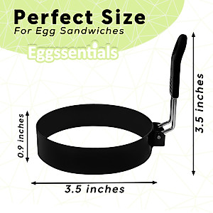 Eggssentials Egg Rings for Frying Eggs Pack of 4 Egg ring Large 3.5 - Non-Stick Pancake Mold Maker & Egg Mold for Breakfast Sandwiches.
