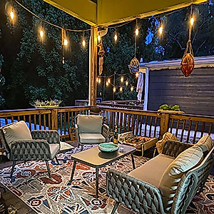 PURPLE LEAF Patio Conversation Set 4 Pieces Aluminum Frame Rope Outdoor Patio Furniture with Coffee Table, All-Weather Modern Deep Seating Sofa Set, Outdoor Patio Set with Cushions, Ascona