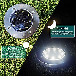 DUUDO Solar Outdoor Lights 12 Packs, Solar Lights Outdoor Waterproof IP65, Outdoor Solar Lights, Disk Solar Garden Lights for Yard Deck Lawn Patio Pathway Walkway Cold White