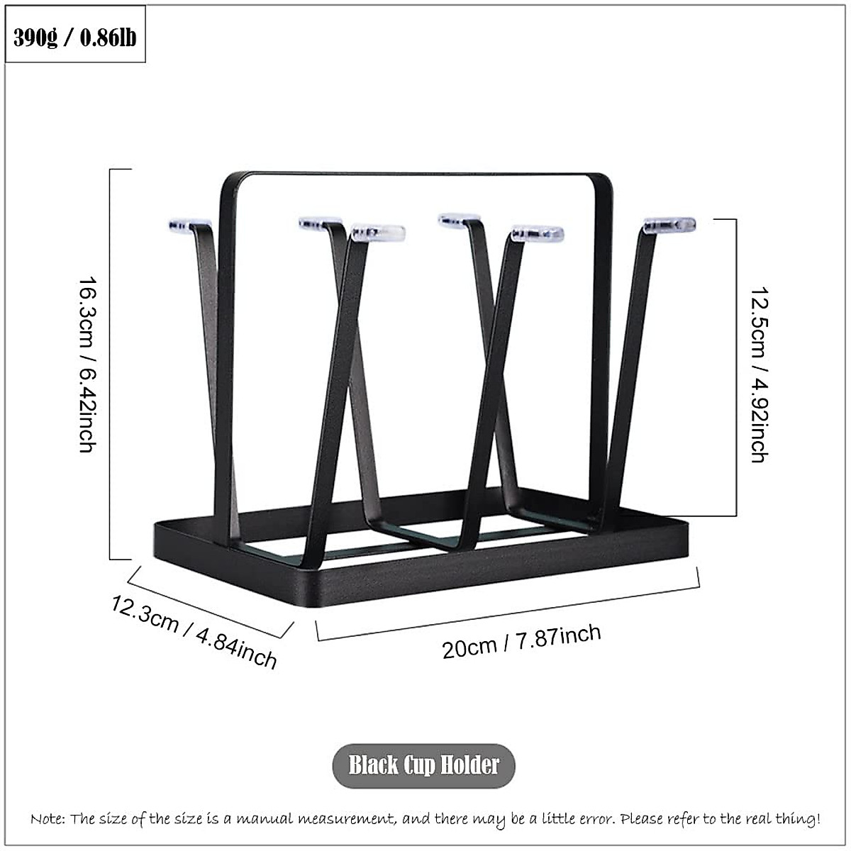 Alunsito Glass Cup Drying Rack, Nordic Style Wine Glass Drying Rack, Coffee Cup Holder, Water Bottle Organizer Metal Stand, Suitable for Home, Office, Kitchen, Black
